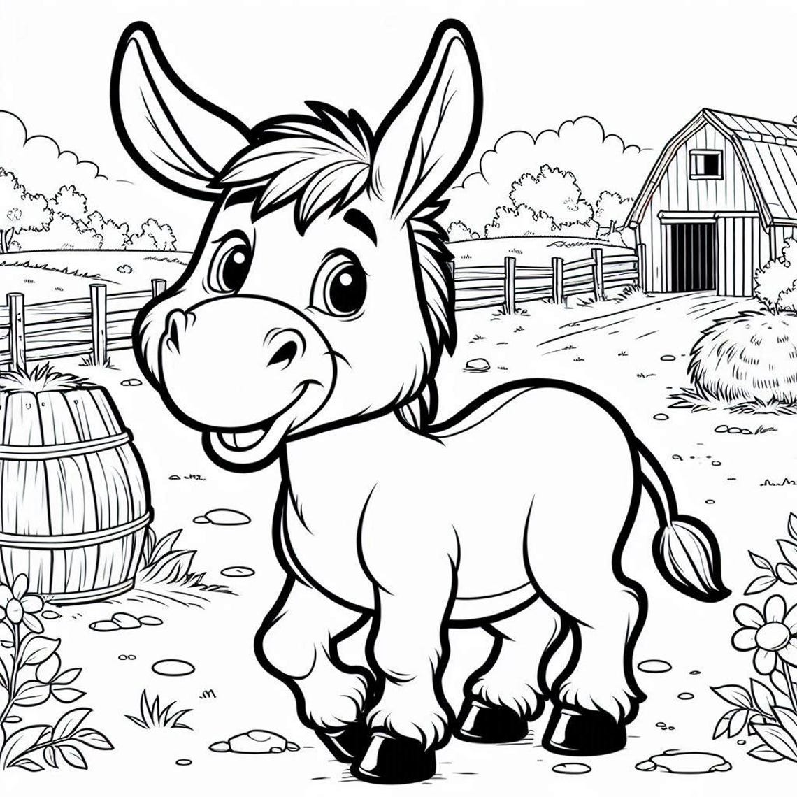 7 Donkeys Coloring Pages, Coloring Book, Adult Coloring Book, Kids ...