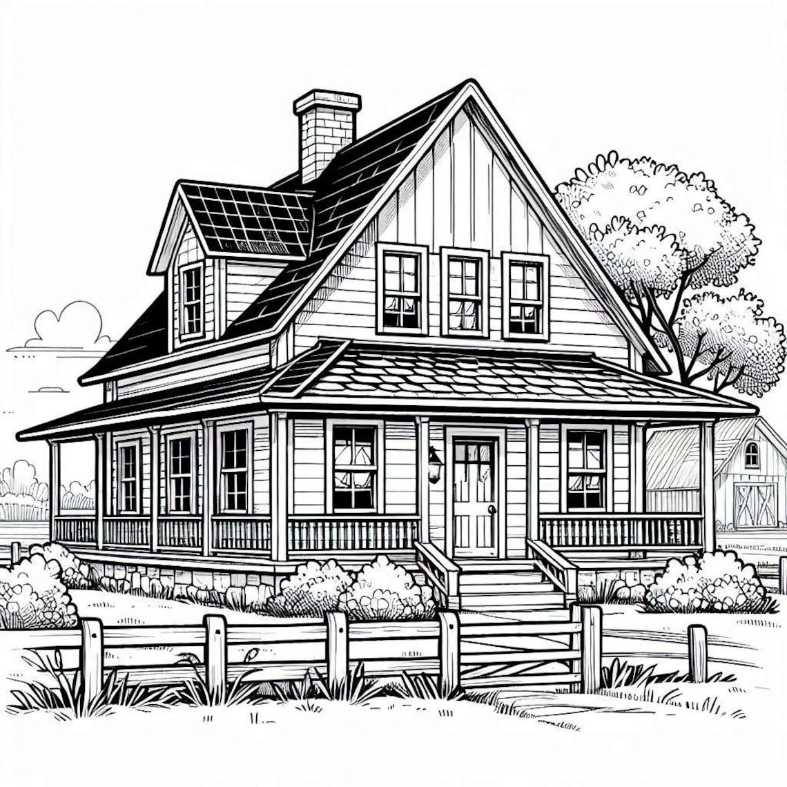 29 Farmhouses (farm House) Coloring Pages, Coloring Book, Adult ...