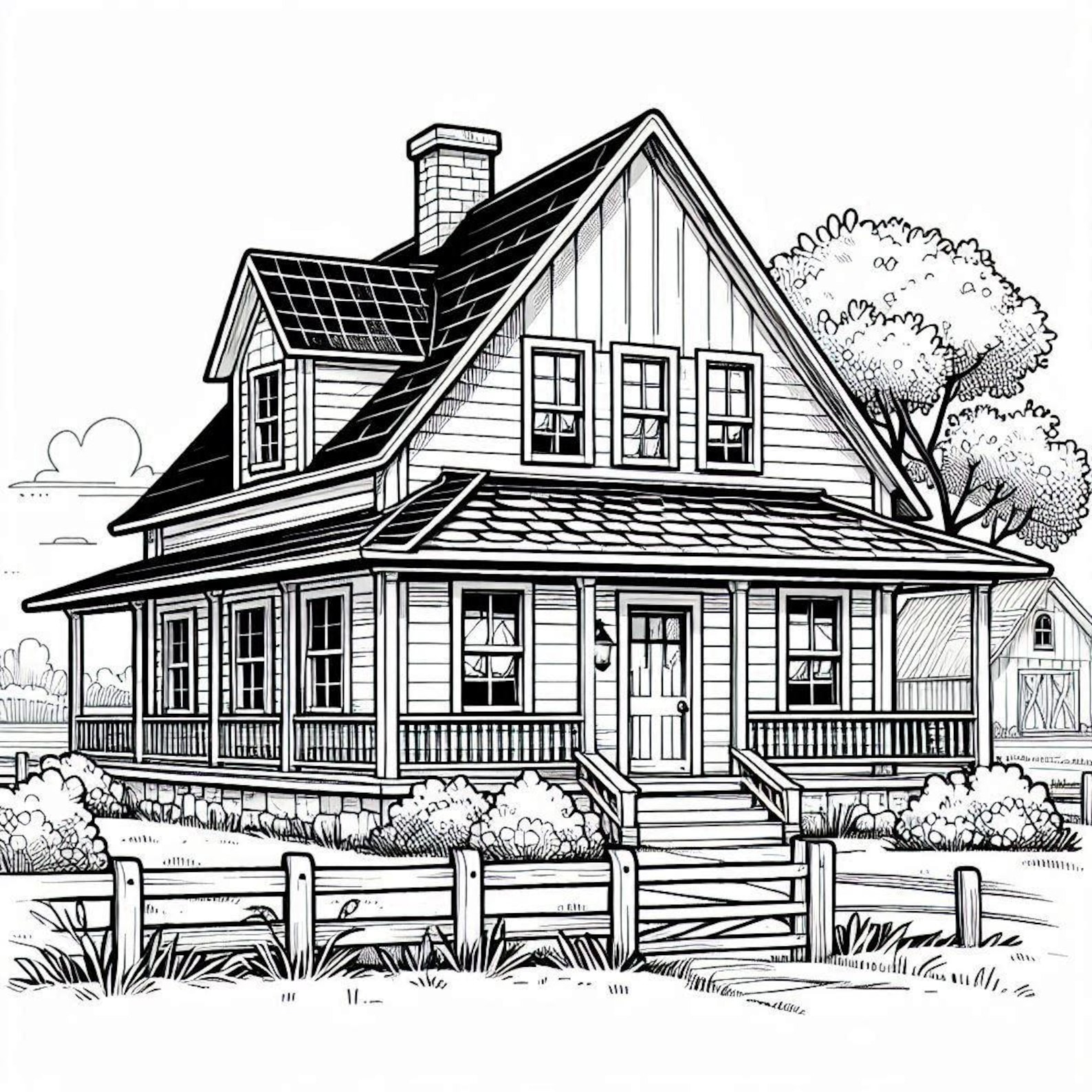 29 Farmhouses (farm House) Coloring Pages, Coloring Book, Adult ...