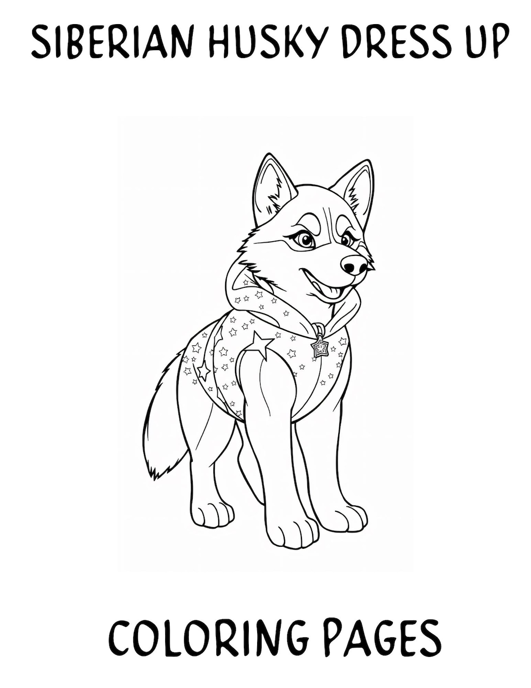 75 Cute Siberian Husky Dress up Coloring Pages, Coloring Book, Adult ...