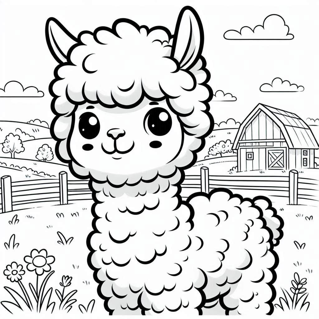 32 Cute Llama Coloring Pages, Coloring Book, Adult Coloring Book, Kids ...