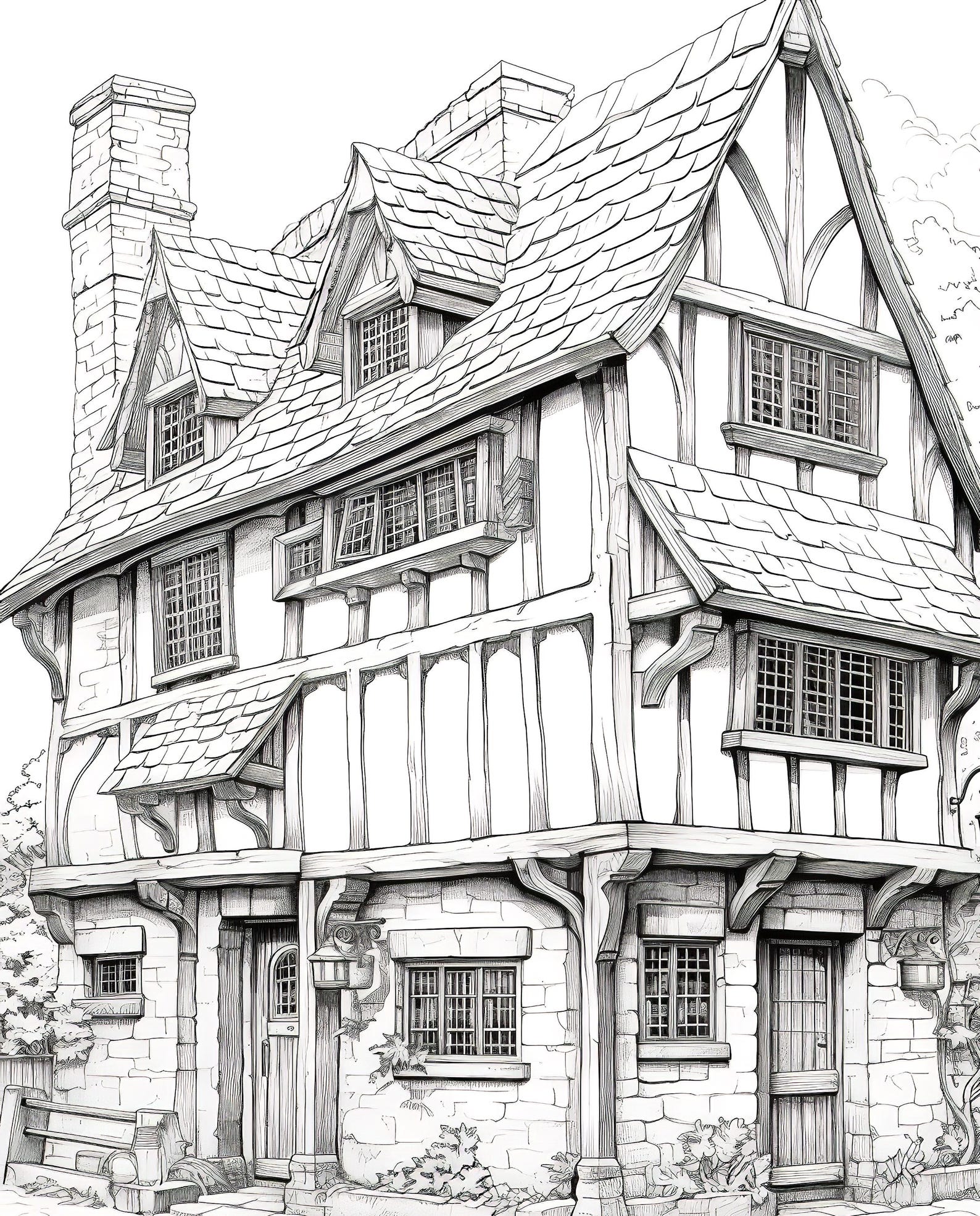 60 Old Fancy Homes Coloring Pages, Coloring Book, Adult Coloring Book ...