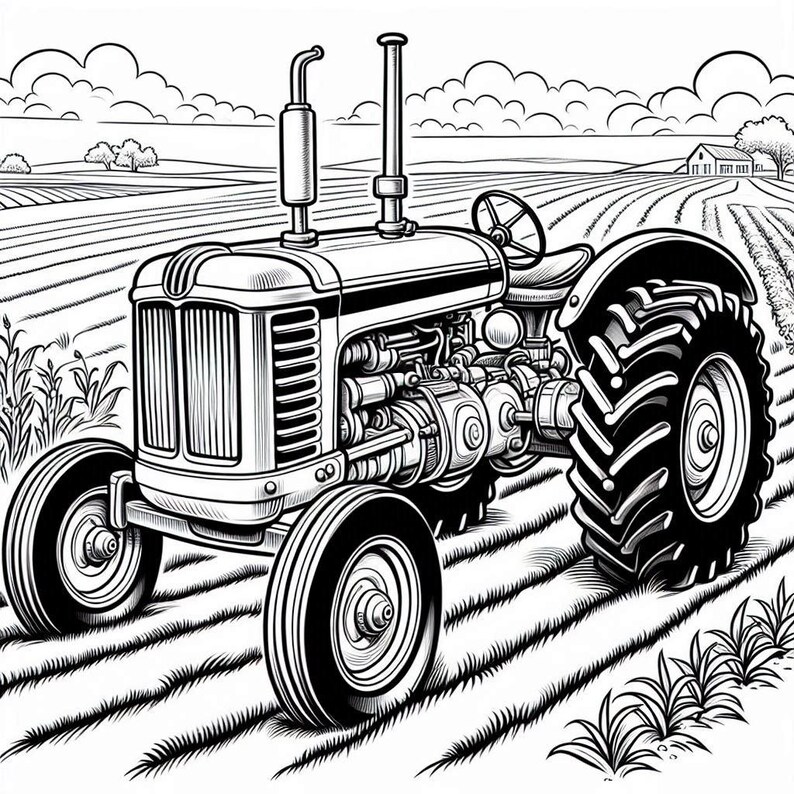 23 Tractor Coloring Pages, Coloring Book, Adult Coloring Book, Kids ...