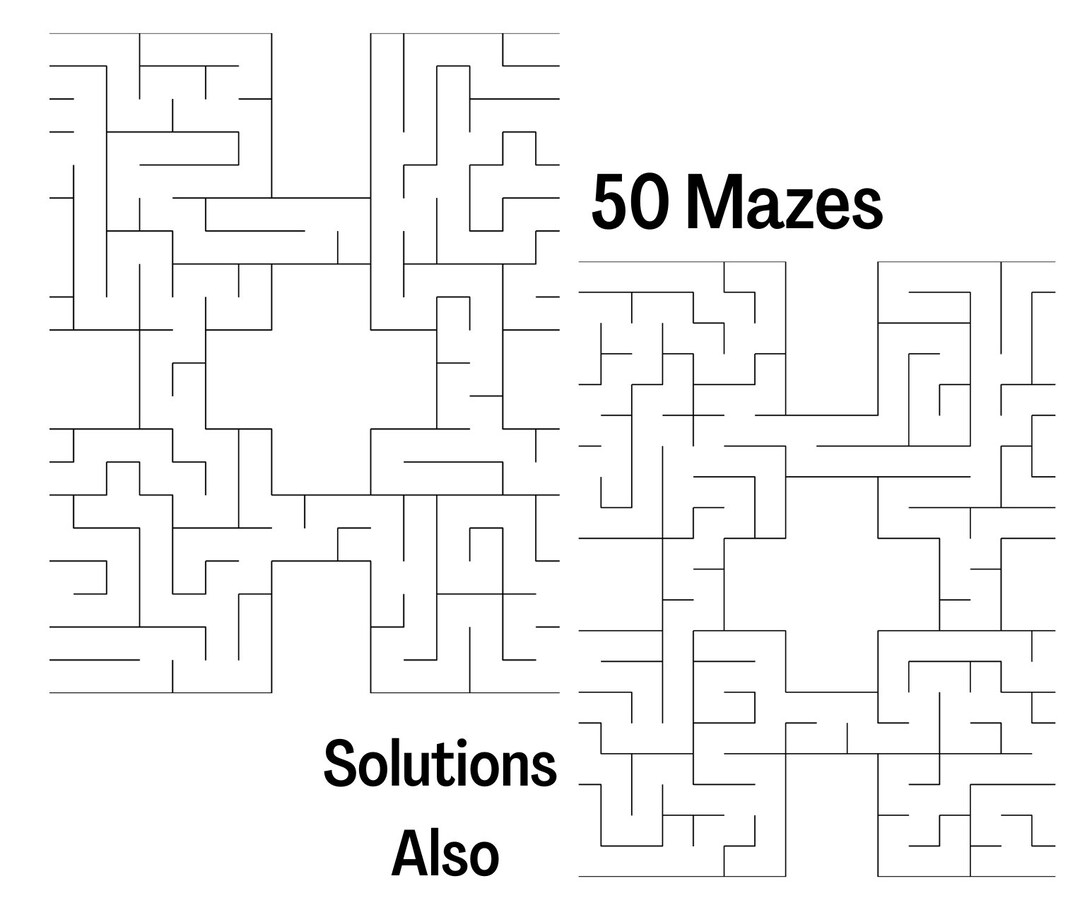 50 Mazes (and Solutions), Puzzles to Keep Your Mind Strong - Etsy