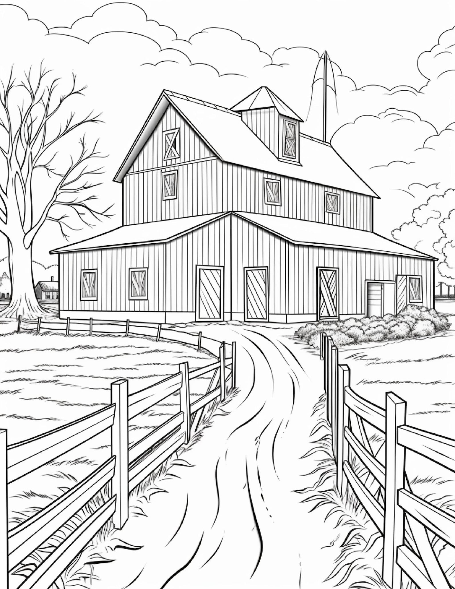 270 Farm and Country Scenes Coloring Pages, Coloring Book, Adult ...