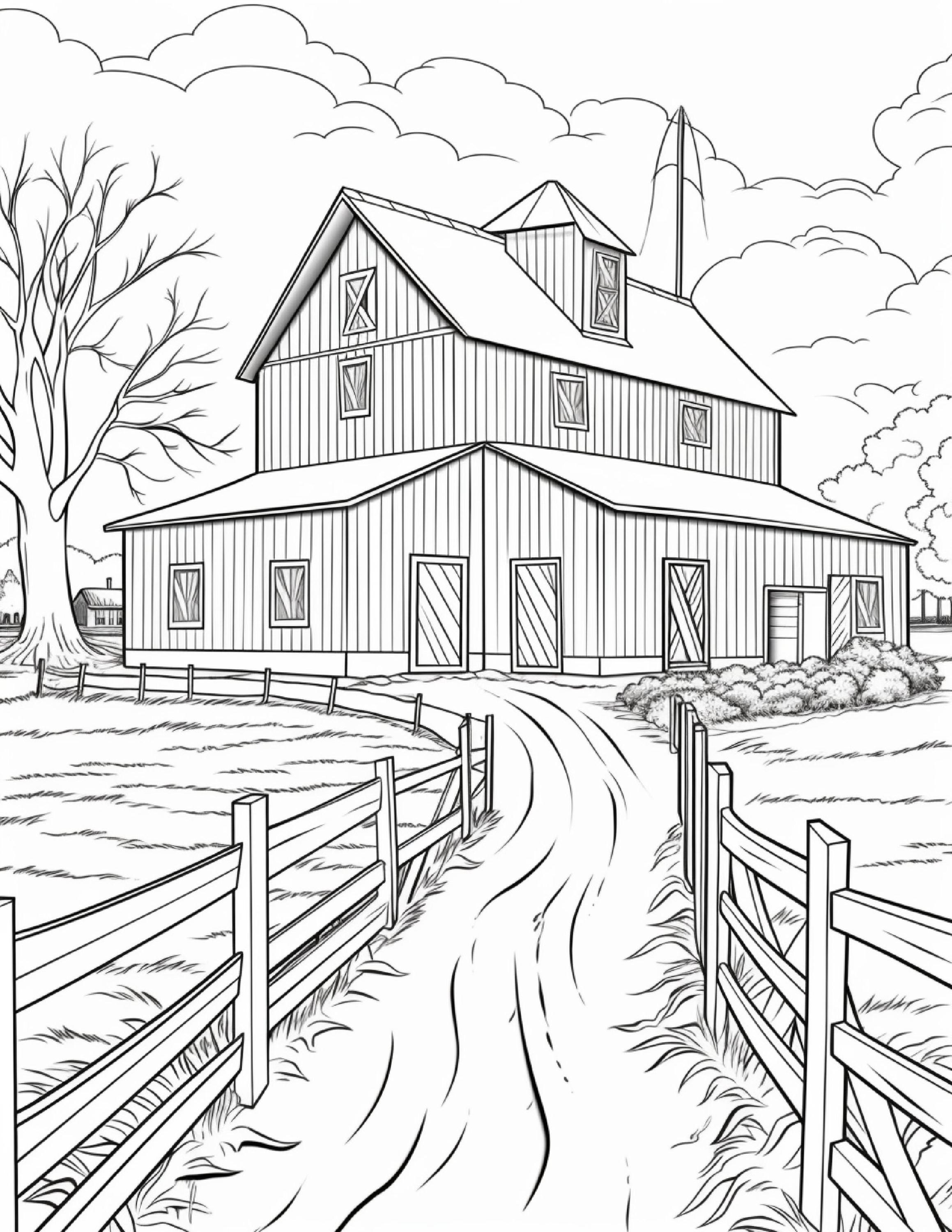 270 Farm and Country Scenes Coloring Pages, Coloring Book, Adult ...