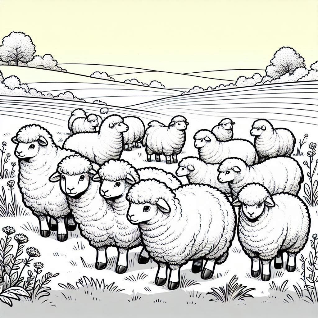 48 Quiet Sheep Coloring Pages, Coloring Book, Adult Coloring Book, Kids ...