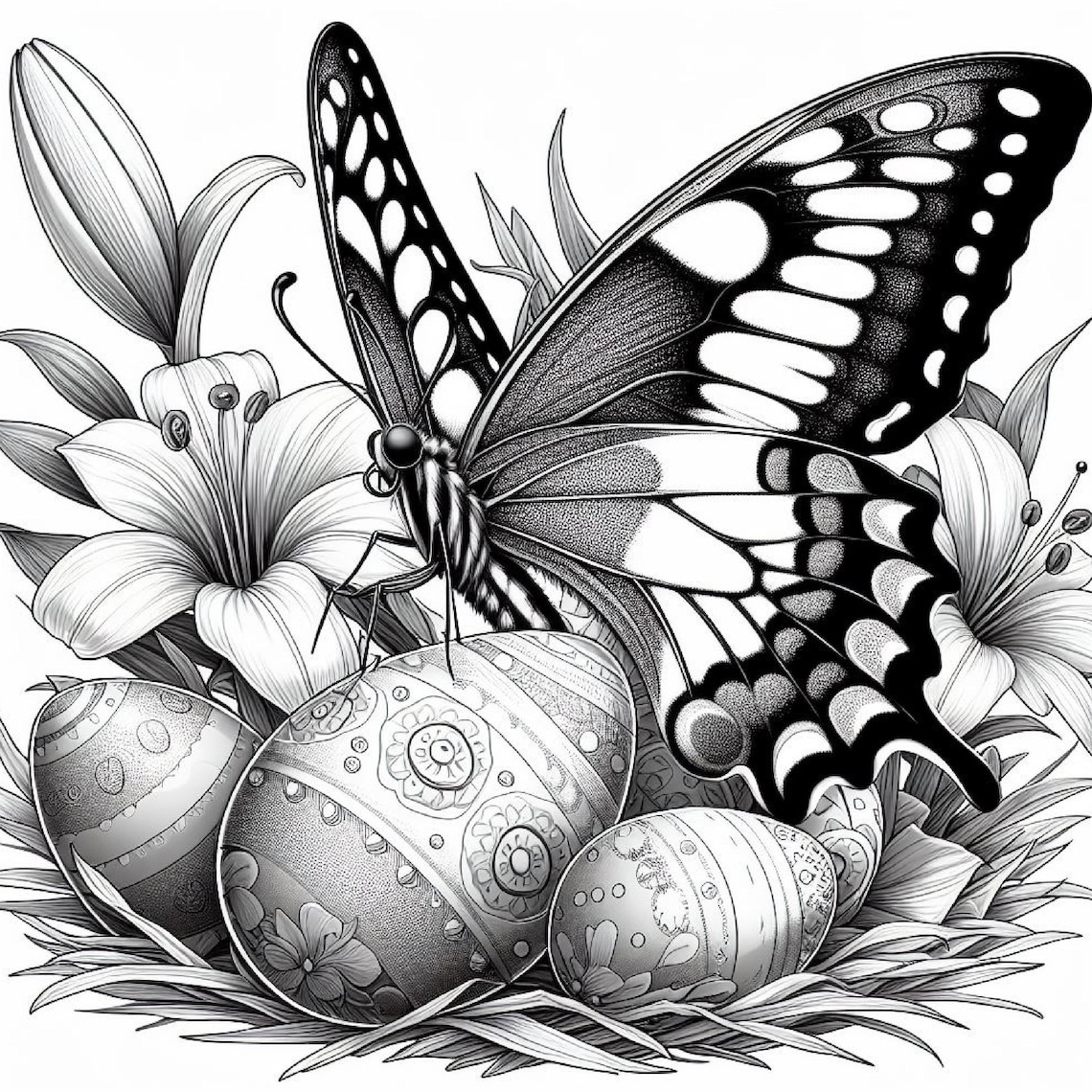 55 Easter Butterfly Coloring Pages, Coloring Book, Adult Coloring Book ...