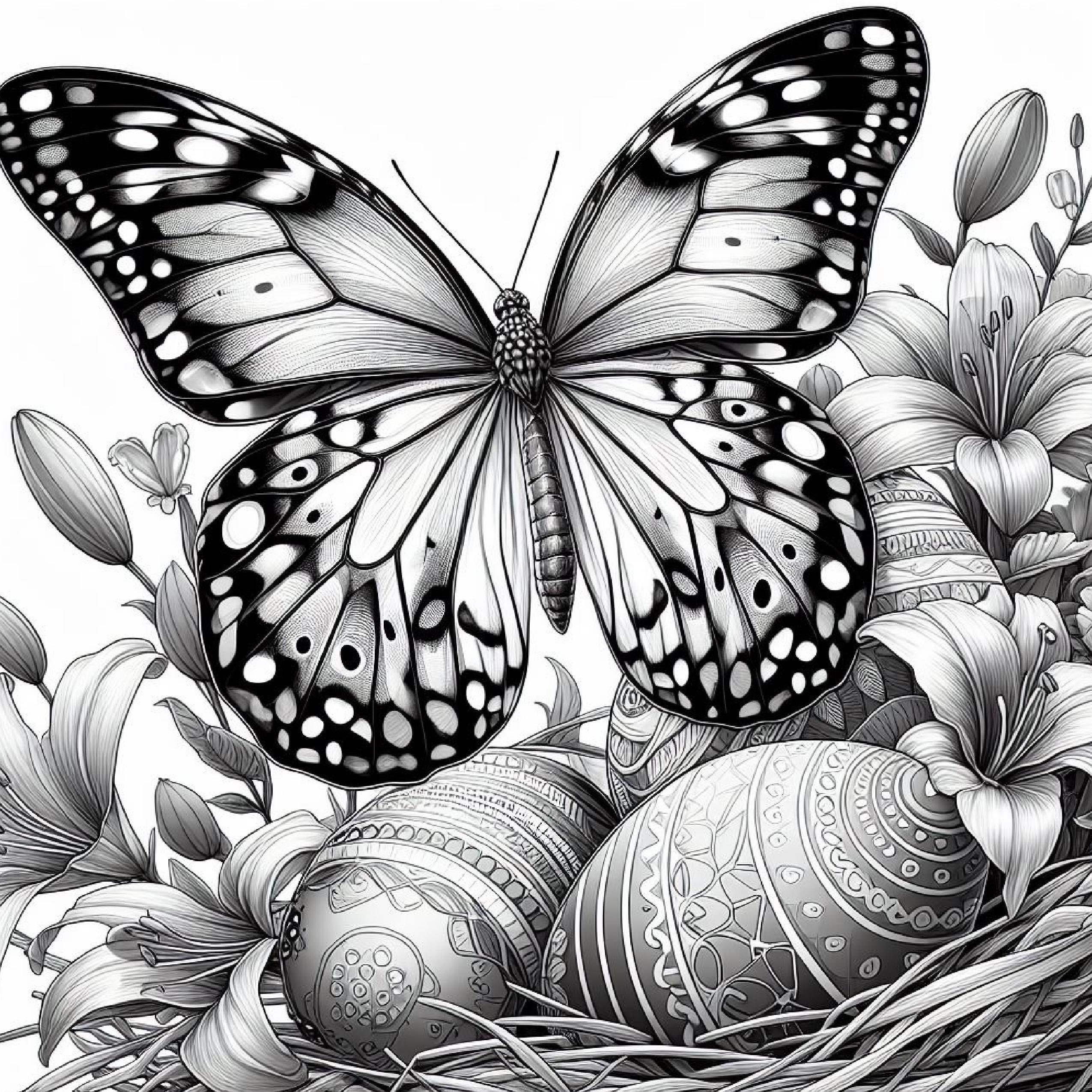 55 Easter Butterfly Coloring Pages | Spring Holiday Coloring Book ...