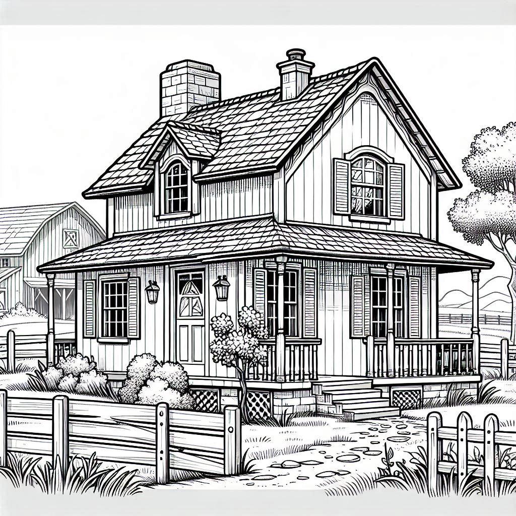 29 Farmhouses (farm House) Coloring Pages, Coloring Book, Adult ...