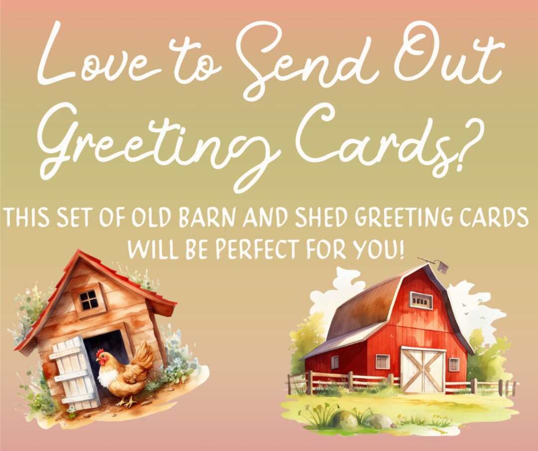 30 Printable Barn, Shed Greeting Cards | 4x6 Rustic Country Blank Cards ...