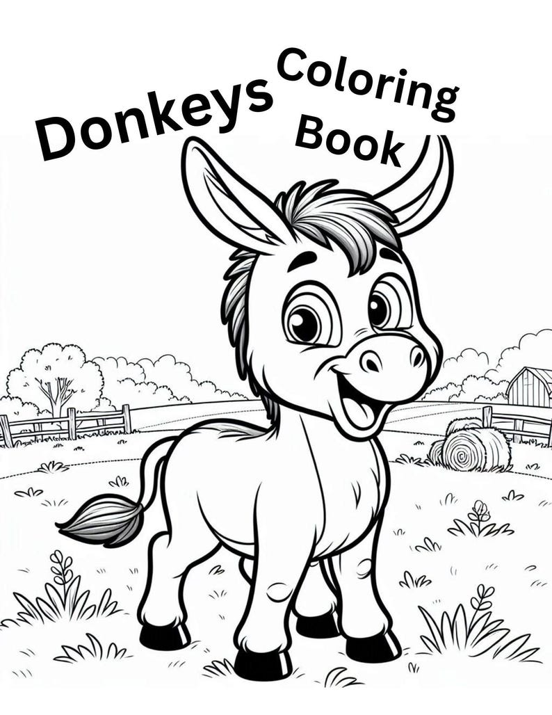 7 Donkeys Coloring Pages, Coloring Book, Adult Coloring Book, Kids ...