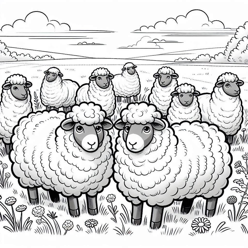 48 Quiet Sheep Coloring Pages, Coloring Book, Adult Coloring Book, Kids ...