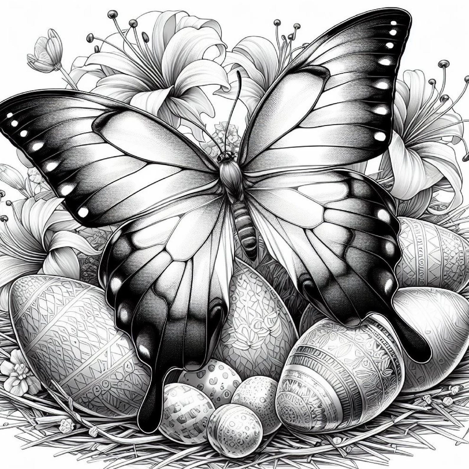 55 Easter Butterfly Coloring Pages | Spring Holiday Coloring Book ...