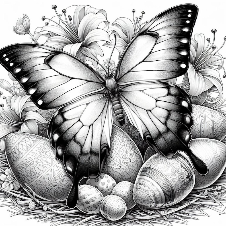 55 Easter Butterfly Coloring Pages | Spring Holiday Coloring Book ...