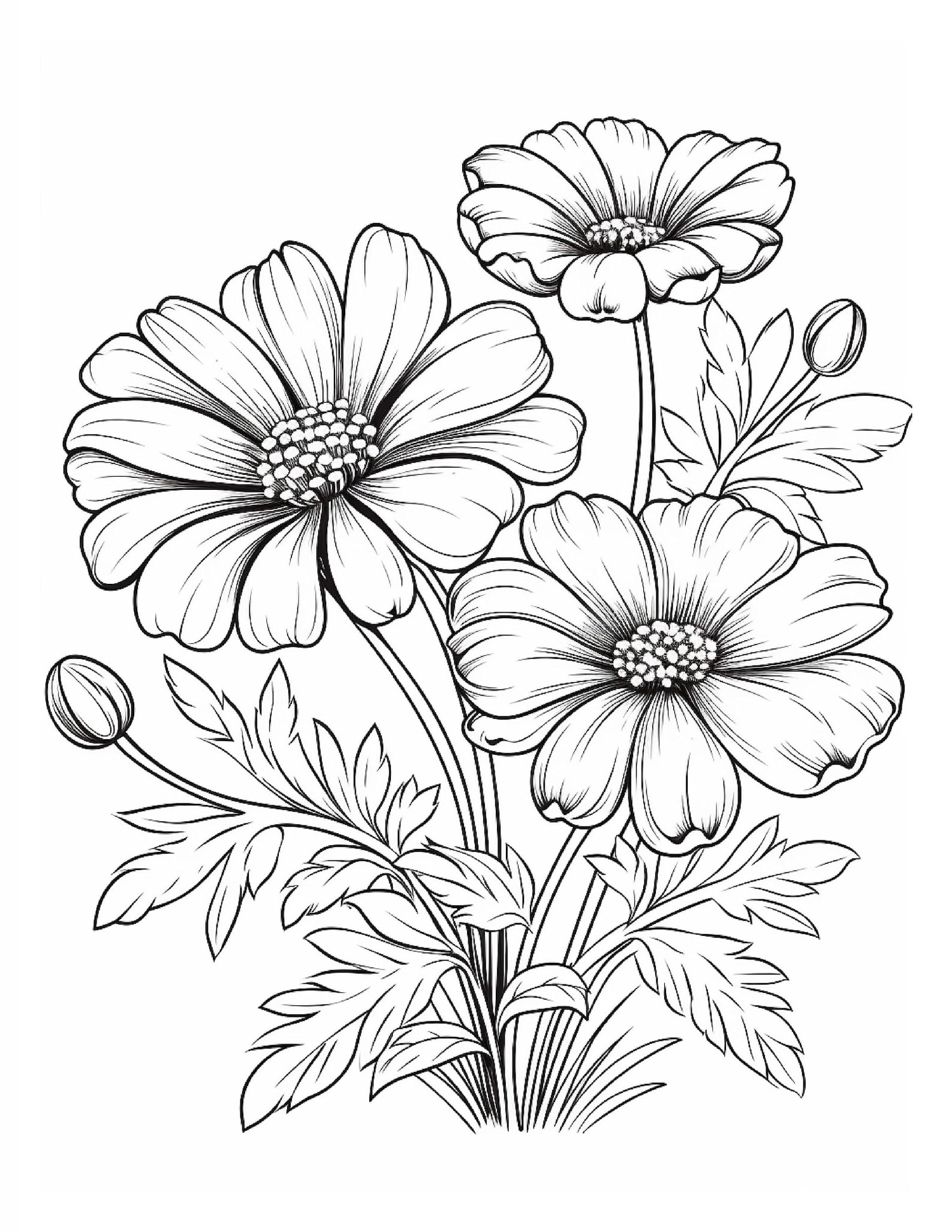 230 Wild Flower Coloring Pages | Printable Floral Coloring Book for ...