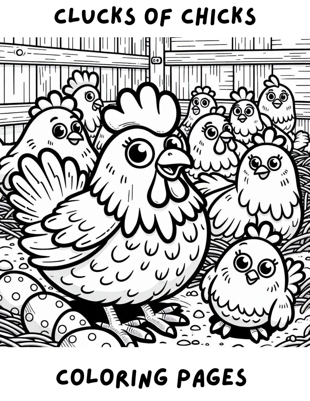 20 Clucks of Chicks Coloring Pages, Coloring Book, Adult Coloring Book ...