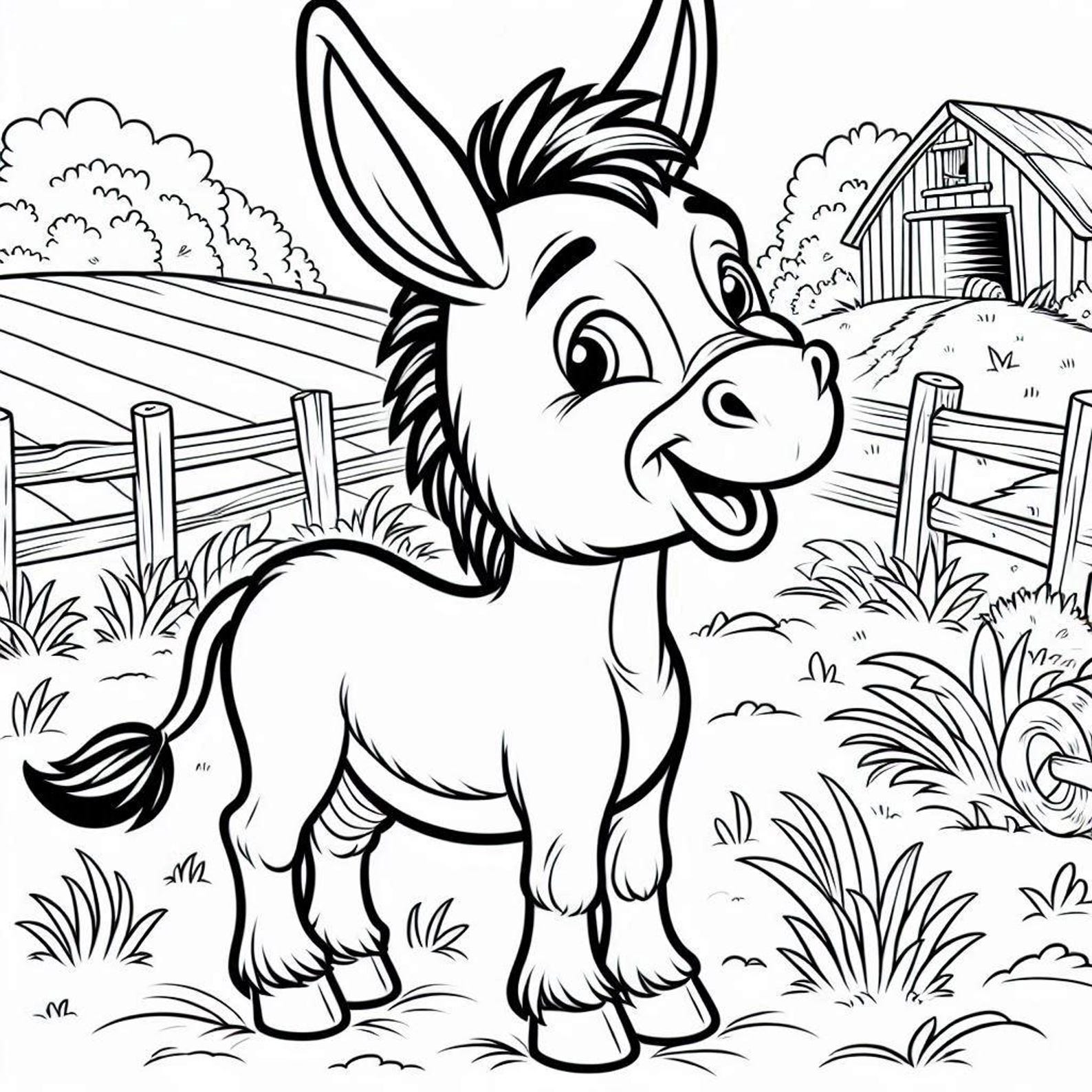 7 Donkeys Coloring Pages, Coloring Book, Adult Coloring Book, Kids ...