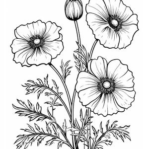 230 Wild Flower Coloring Pages | Printable Floral Coloring Book for ...