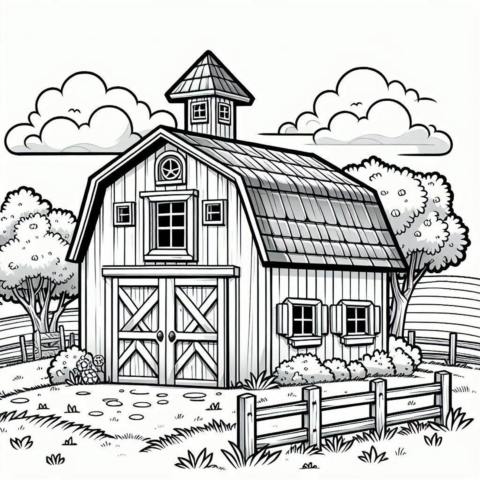 35 Fancy Barns Coloring Pages, Coloring Book, Adult Coloring Book, Kids ...