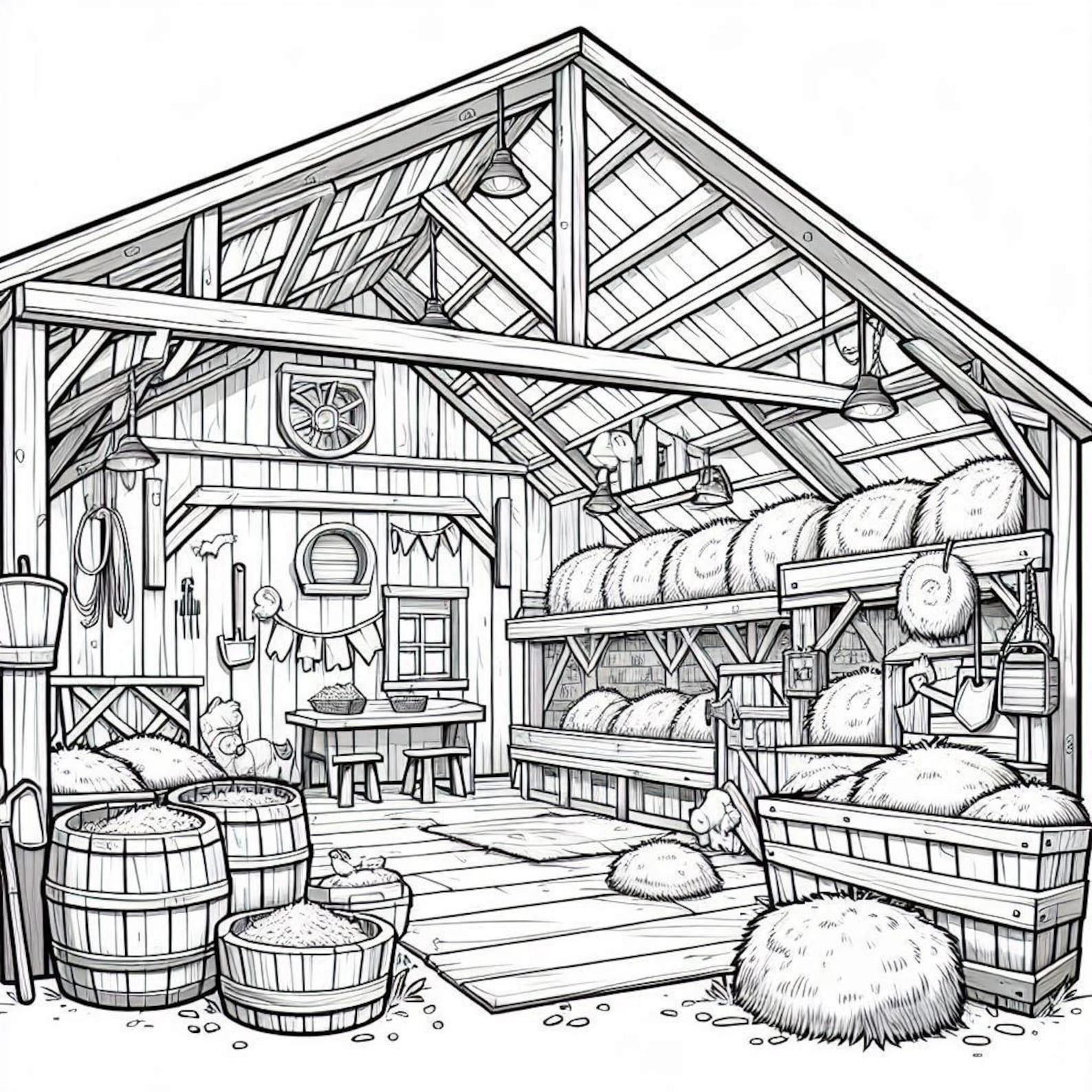Fancy Barns Coloring Pages | 35 Printable Pages | Adult & Kids Coloring ...