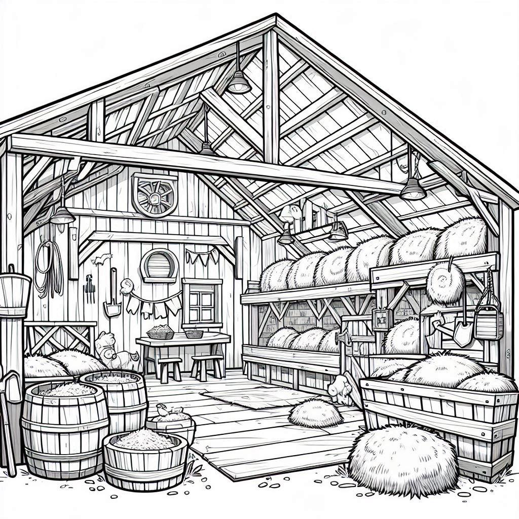 35 Fancy Barns Coloring Pages, Coloring Book, Adult Coloring Book, Kids ...