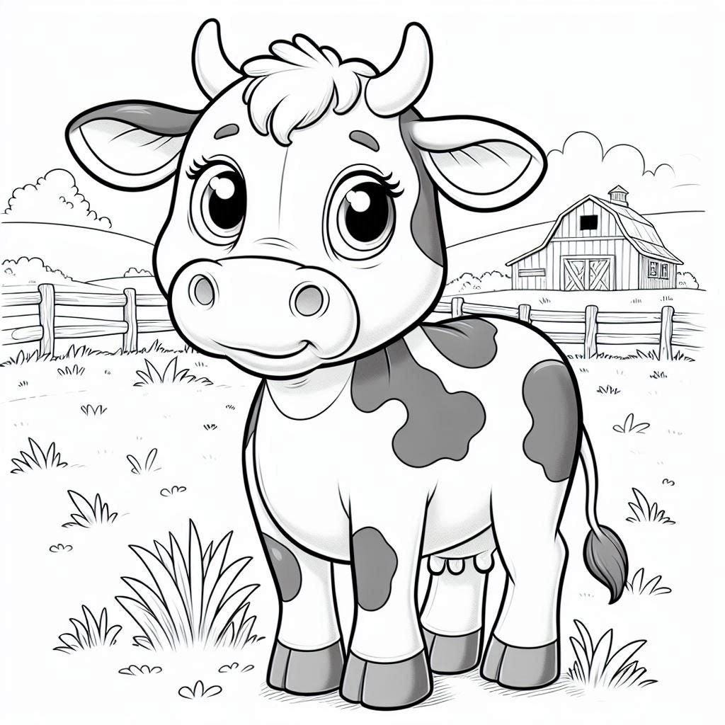 38 Cows Coloring Pages | Printable Farm Animal Coloring Book | Cute ...