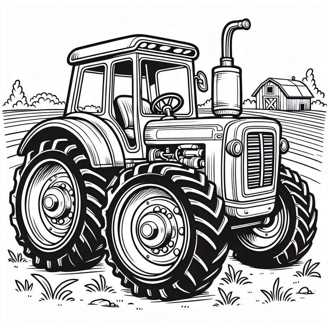 8 Tractors Coloring Pages, Coloring Book, Adult Coloring Book, Kids ...