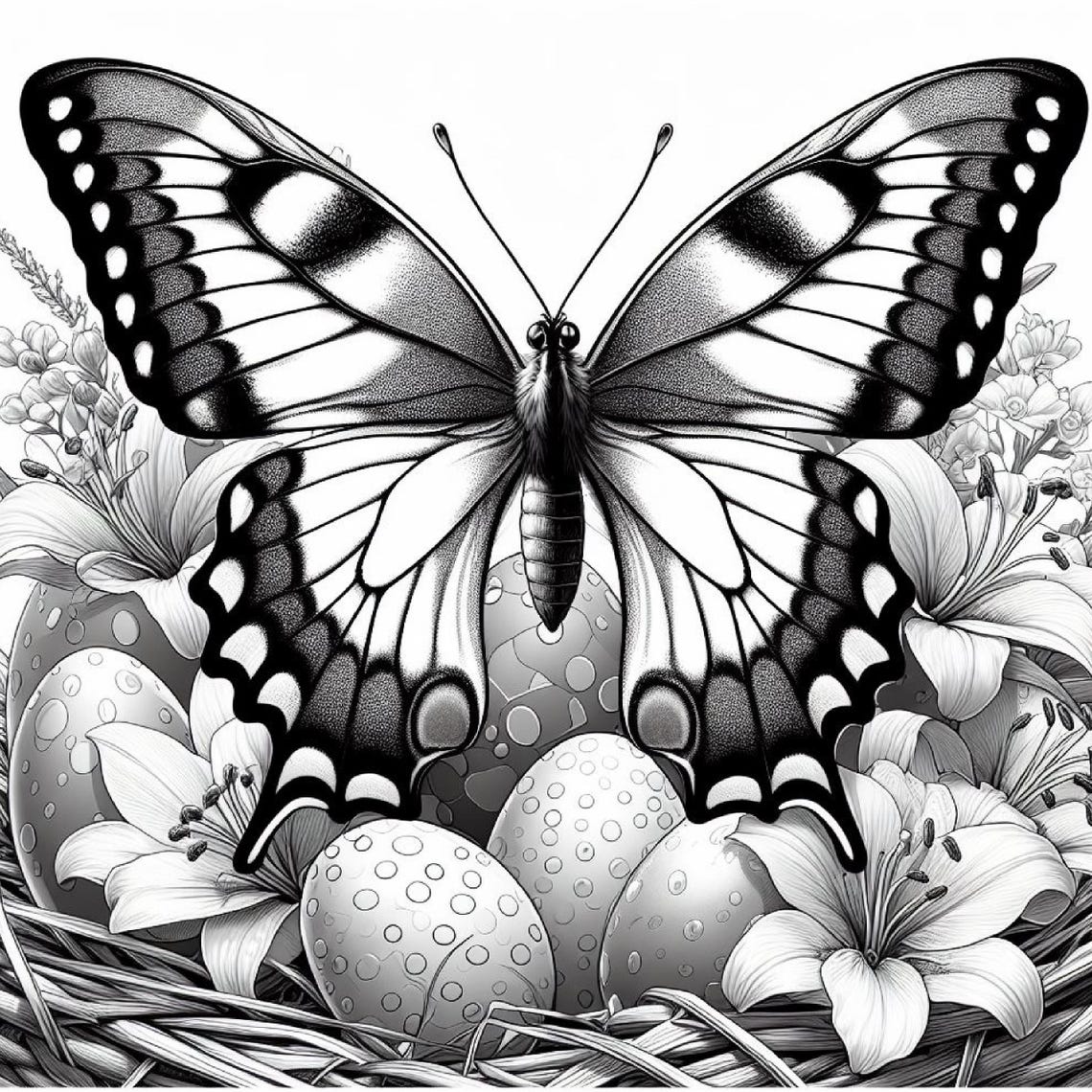 55 Easter Butterfly Coloring Pages, Coloring Book, Adult Coloring Book ...