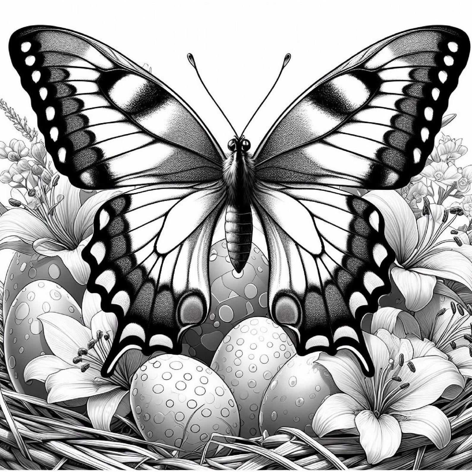 55 Easter Butterfly Coloring Pages | Spring Holiday Coloring Book ...