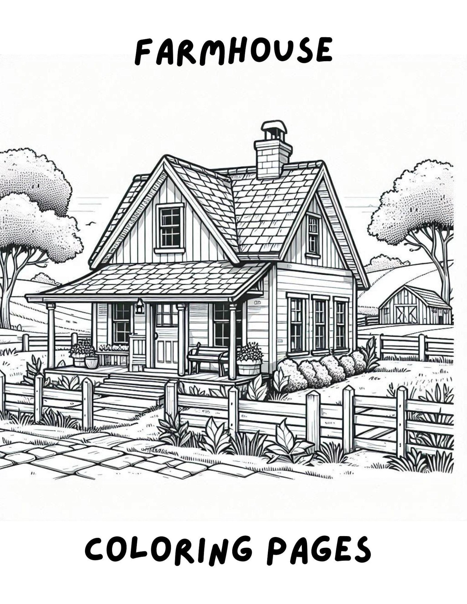 29 Farmhouses (farm House) Coloring Pages, Coloring Book, Adult ...
