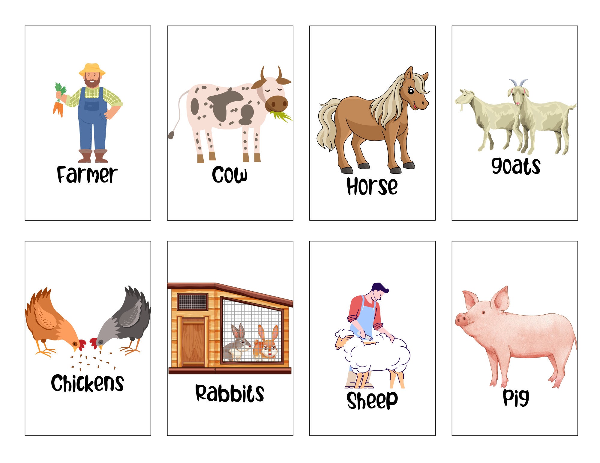Farm Animal Bingo Printable | Kids Party Game | Fun Learning Activity ...