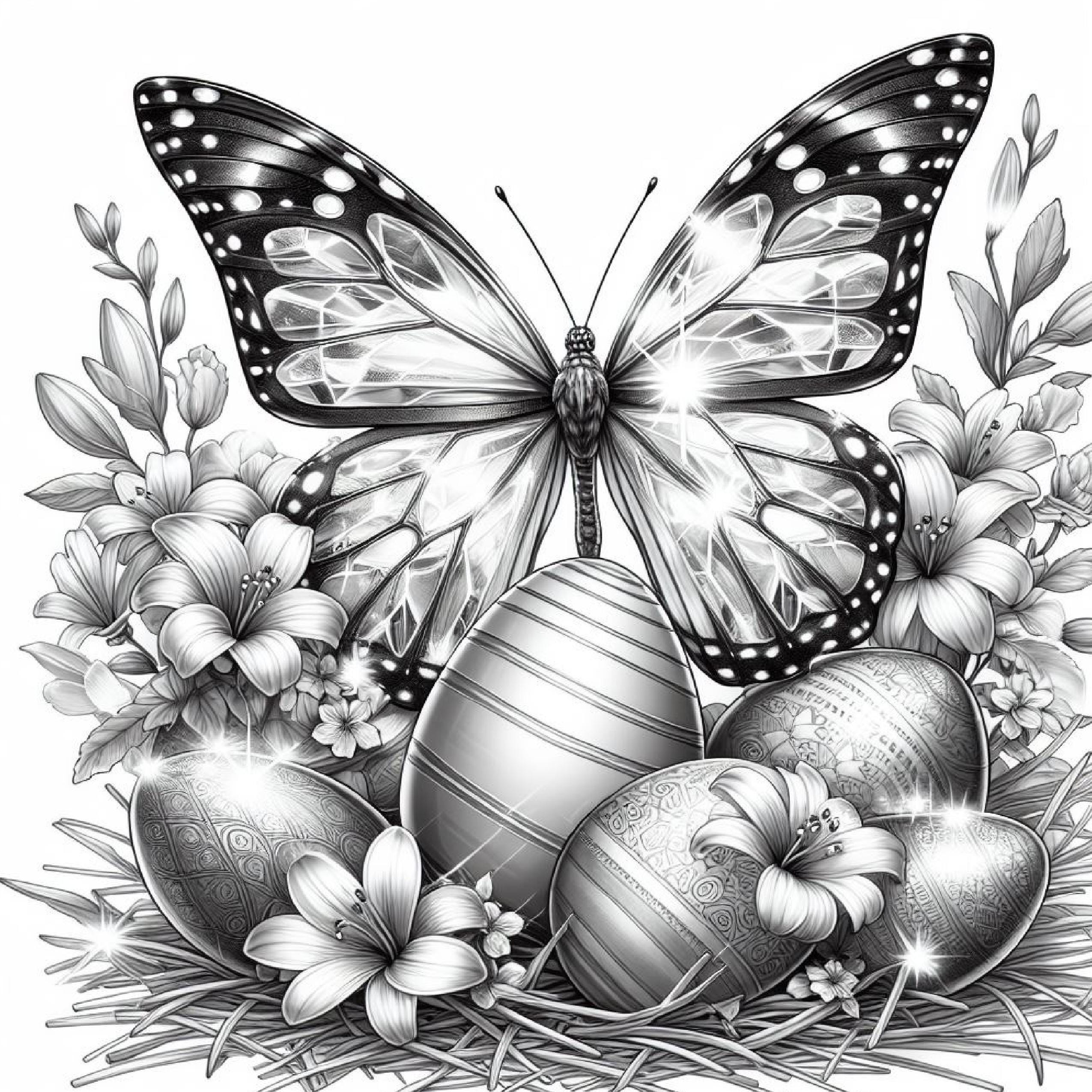 55 Easter Butterfly Coloring Pages | Spring Holiday Coloring Book ...