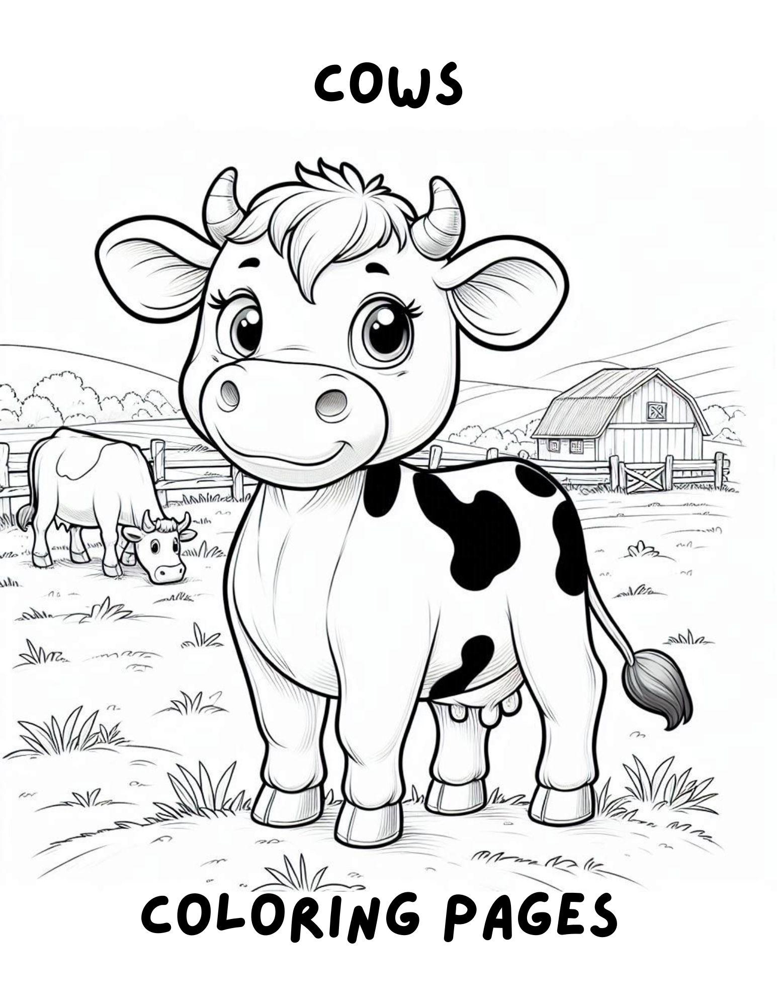 38 Cows Coloring Pages, Coloring Book, Adult Coloring Book, Kids ...