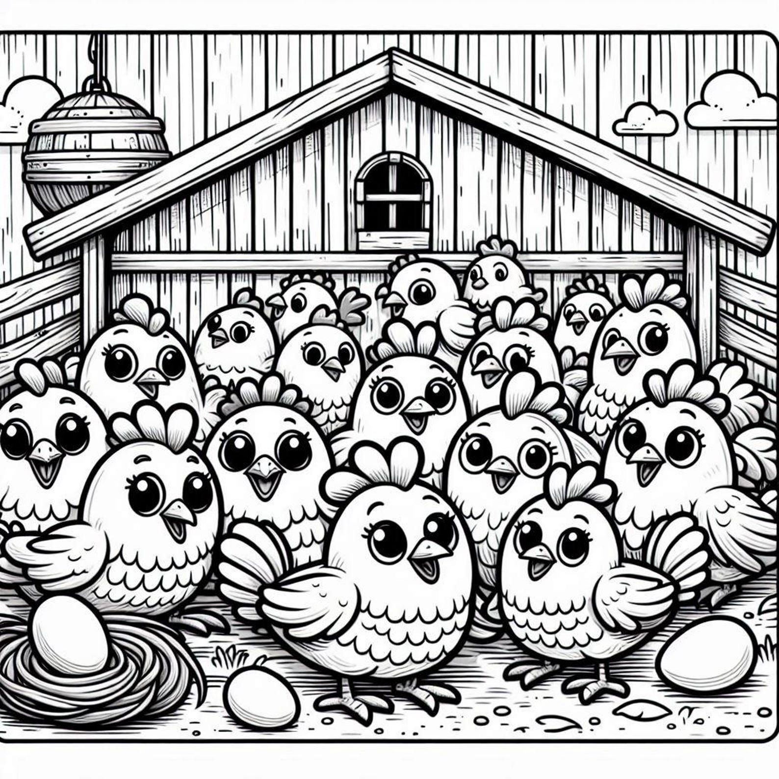 20 Clucks of Chicks Coloring Pages, Coloring Book, Adult Coloring Book ...