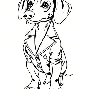 75 Cute Daschund (doxie) Dress up Coloring Pages, Coloring Book, Adult ...