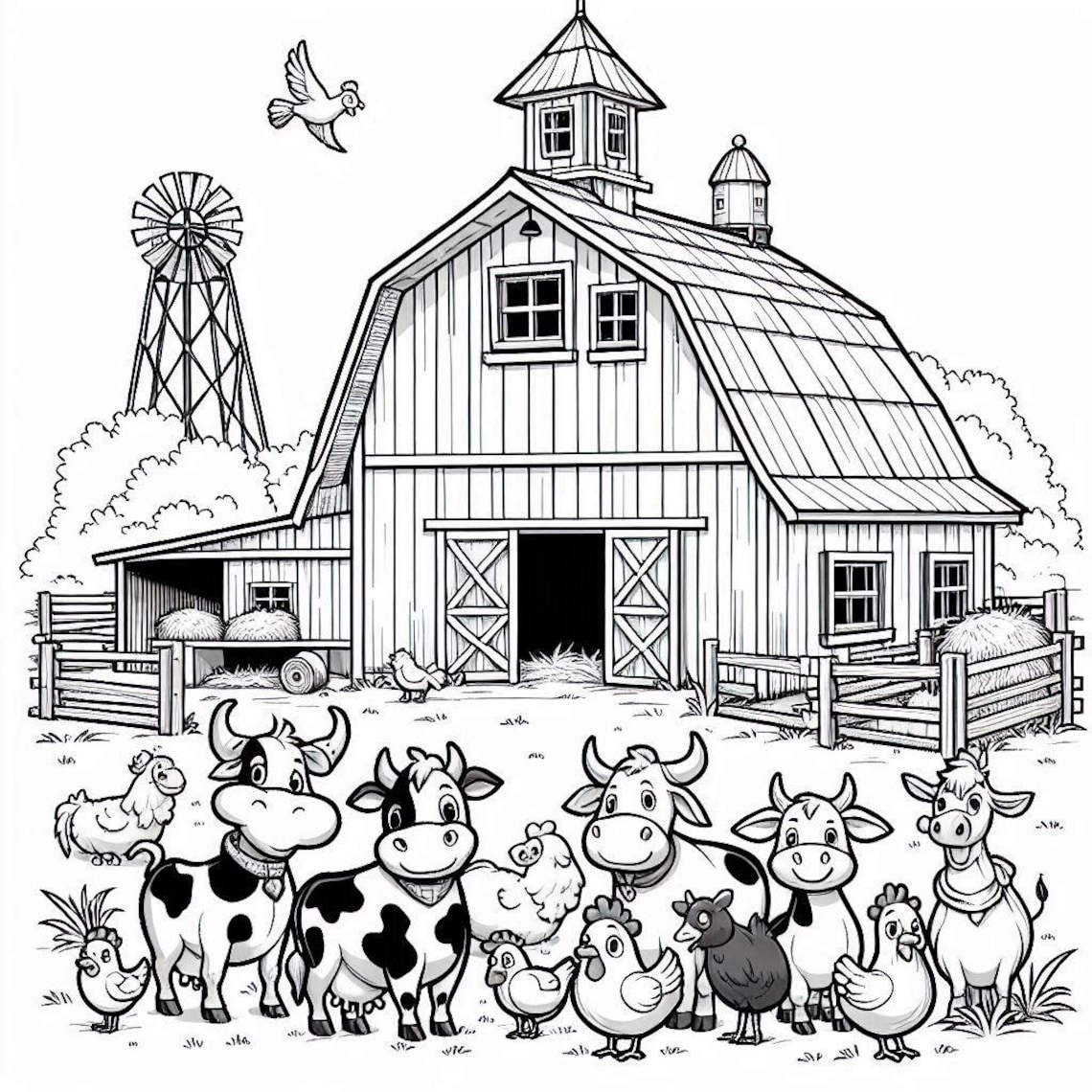 Fancy Barns Coloring Pages | 35 Printable Pages | Adult & Kids Coloring ...