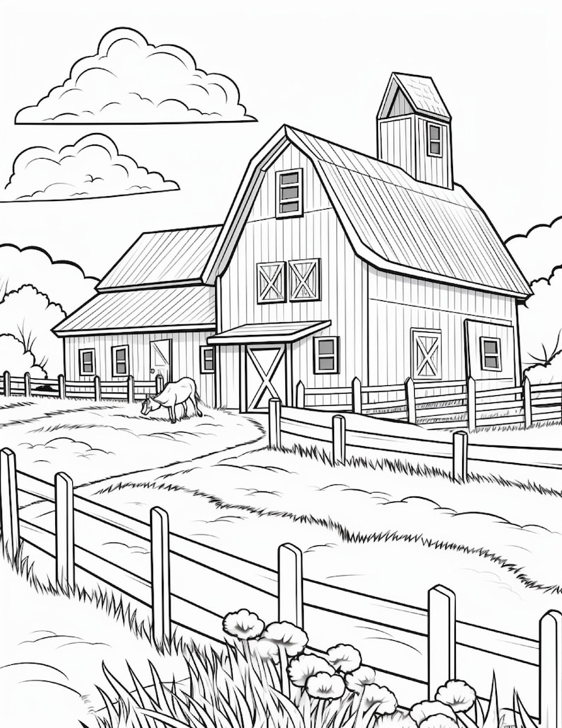 270 Farm and Country Scenes Coloring Pages | Printable Adult & Kids ...