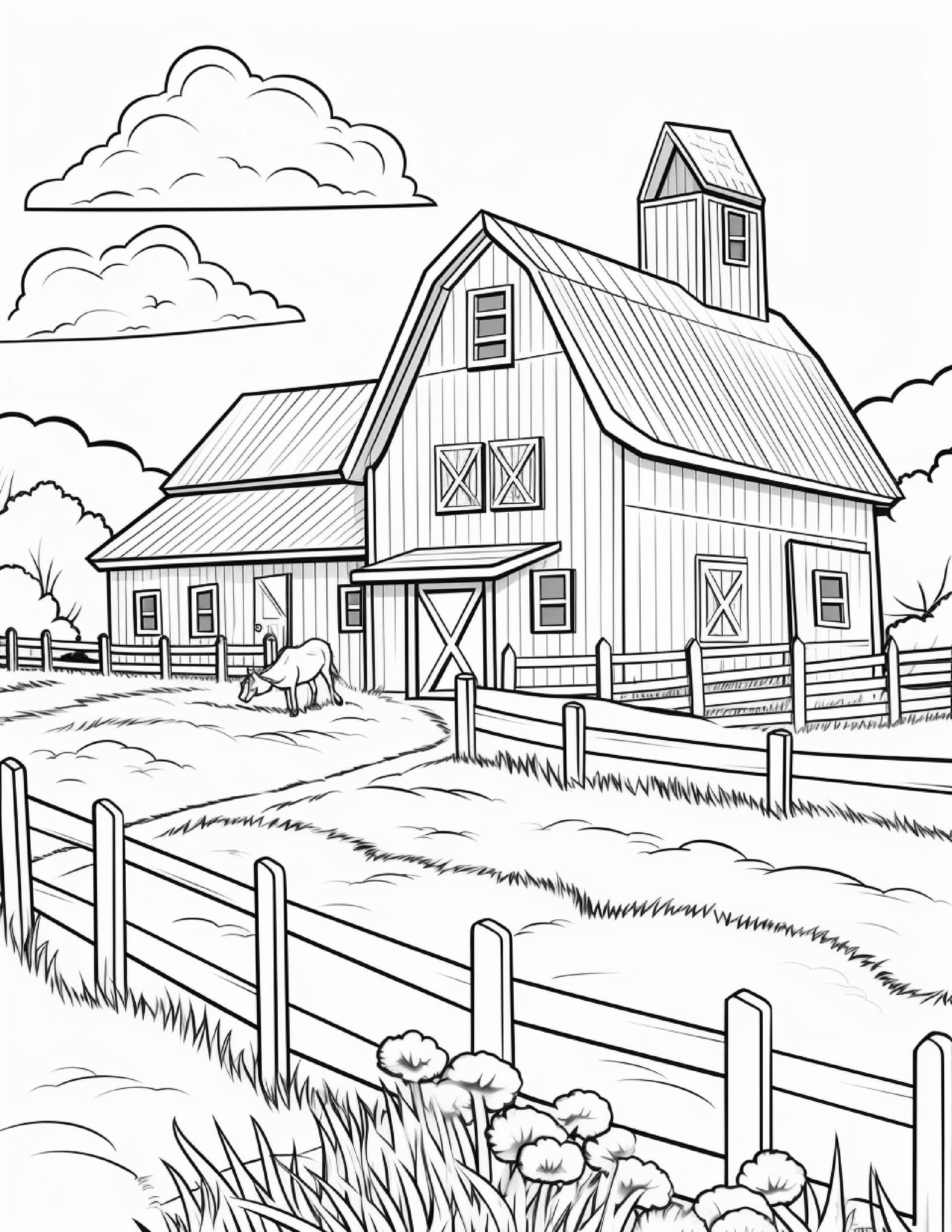 270 Farm and Country Scenes Coloring Pages, Coloring Book, Adult ...