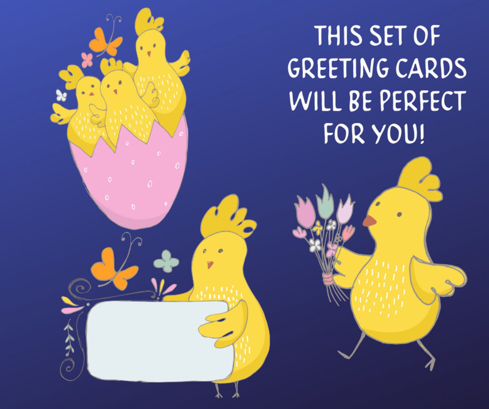18 Cartoon Chicken Greeting Cards | 4x6 Printable Blank Farm Cards ...