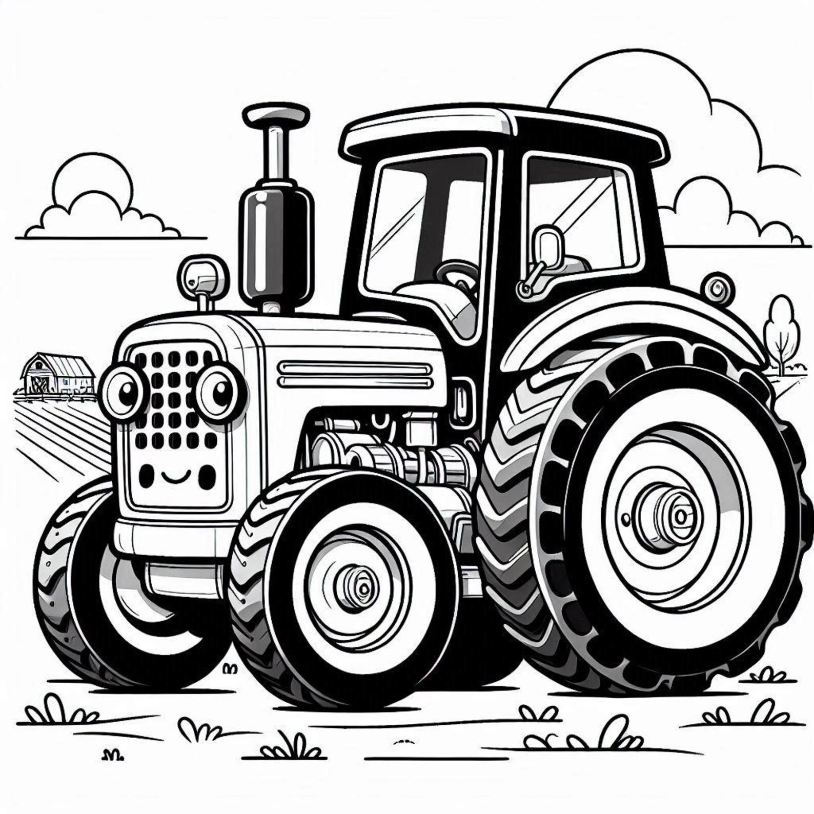 8 Tractors Coloring Pages, Coloring Book, Adult Coloring Book, Kids ...