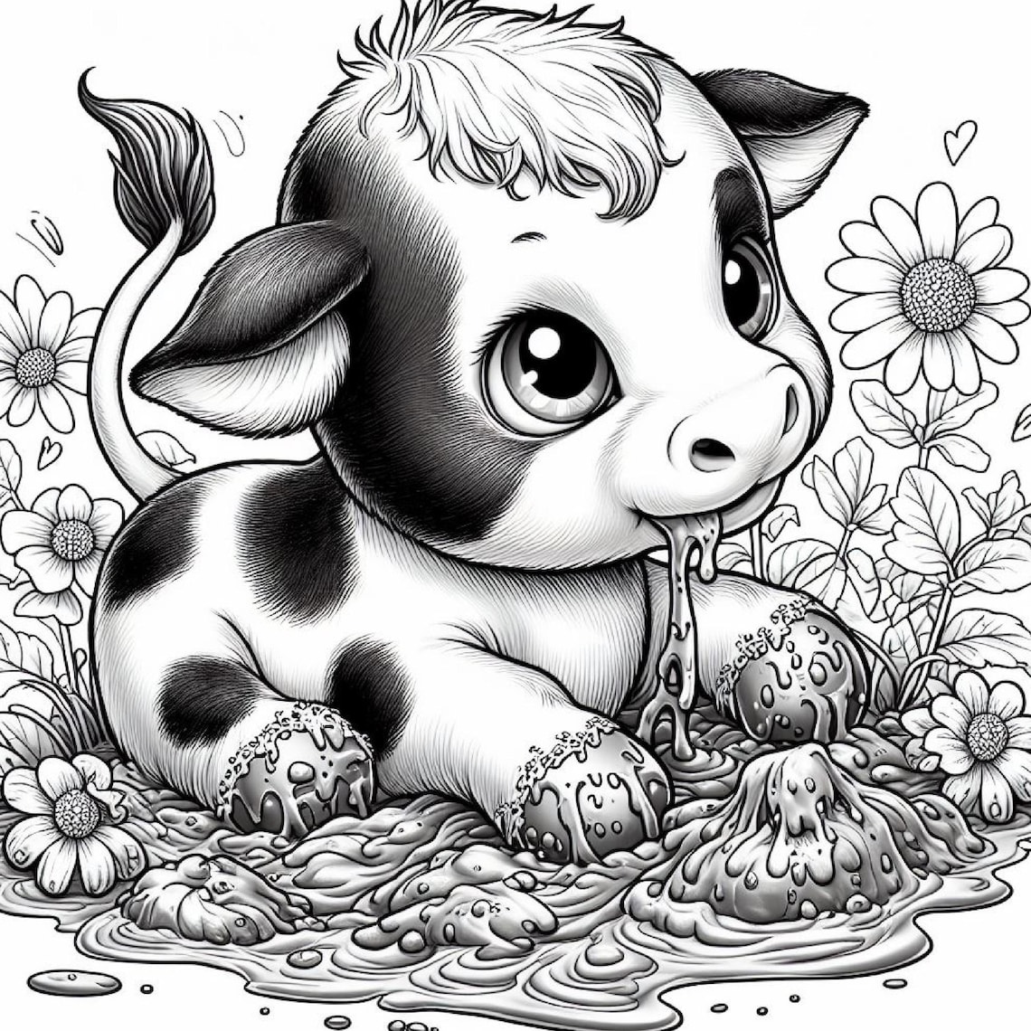 60 Cartoon Baby Cows, Calf Coloring Pages, Coloring Book, Adult ...