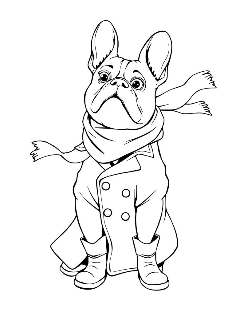 75 Cute French Bulldog Dress up Coloring Pages, Coloring Book, Adult ...
