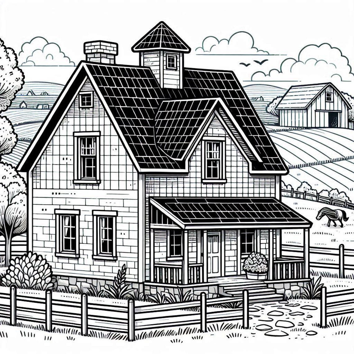 29 Farmhouses (farm House) Coloring Pages, Coloring Book, Adult ...