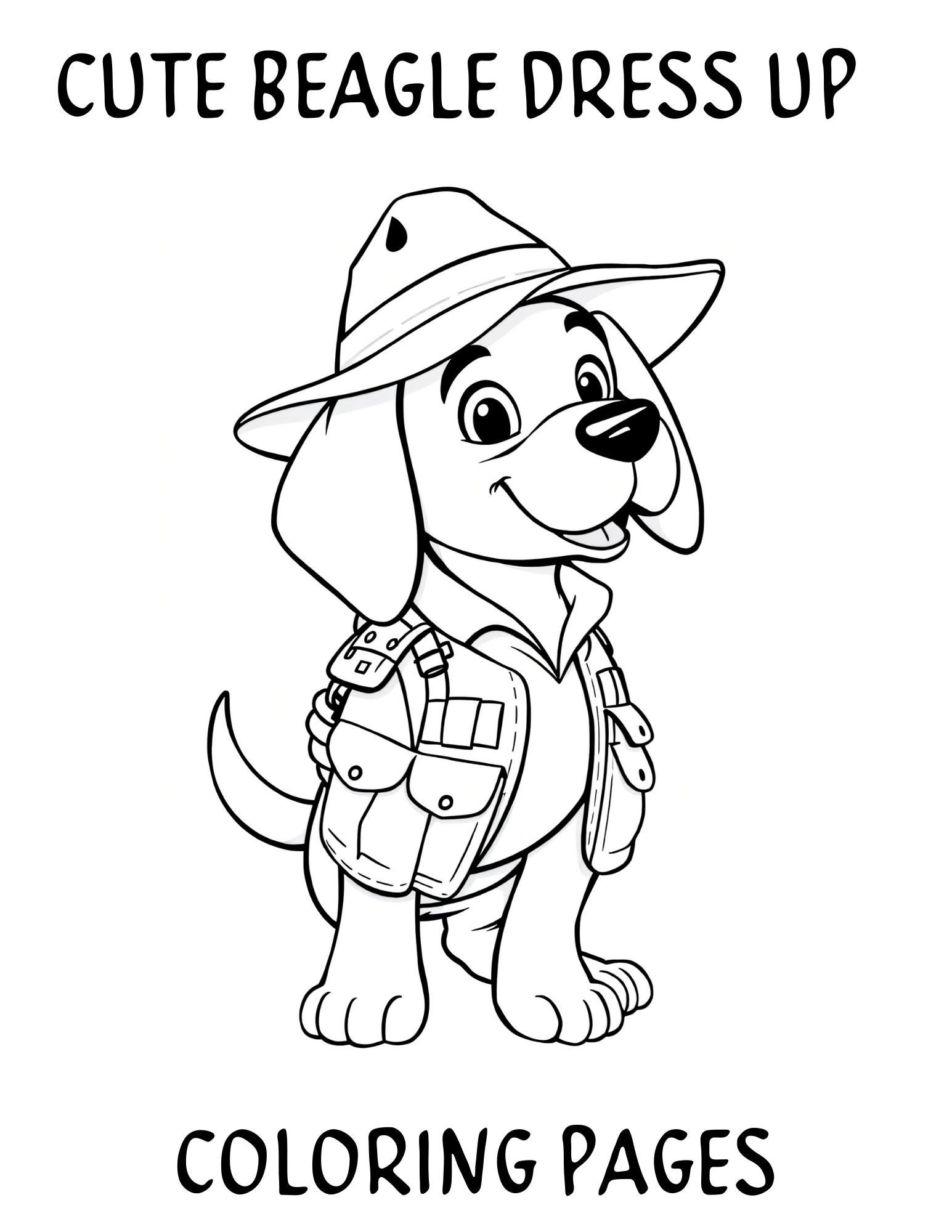 75 Cute Beagle Dress up Coloring Pages, Coloring Book, Adult Coloring ...