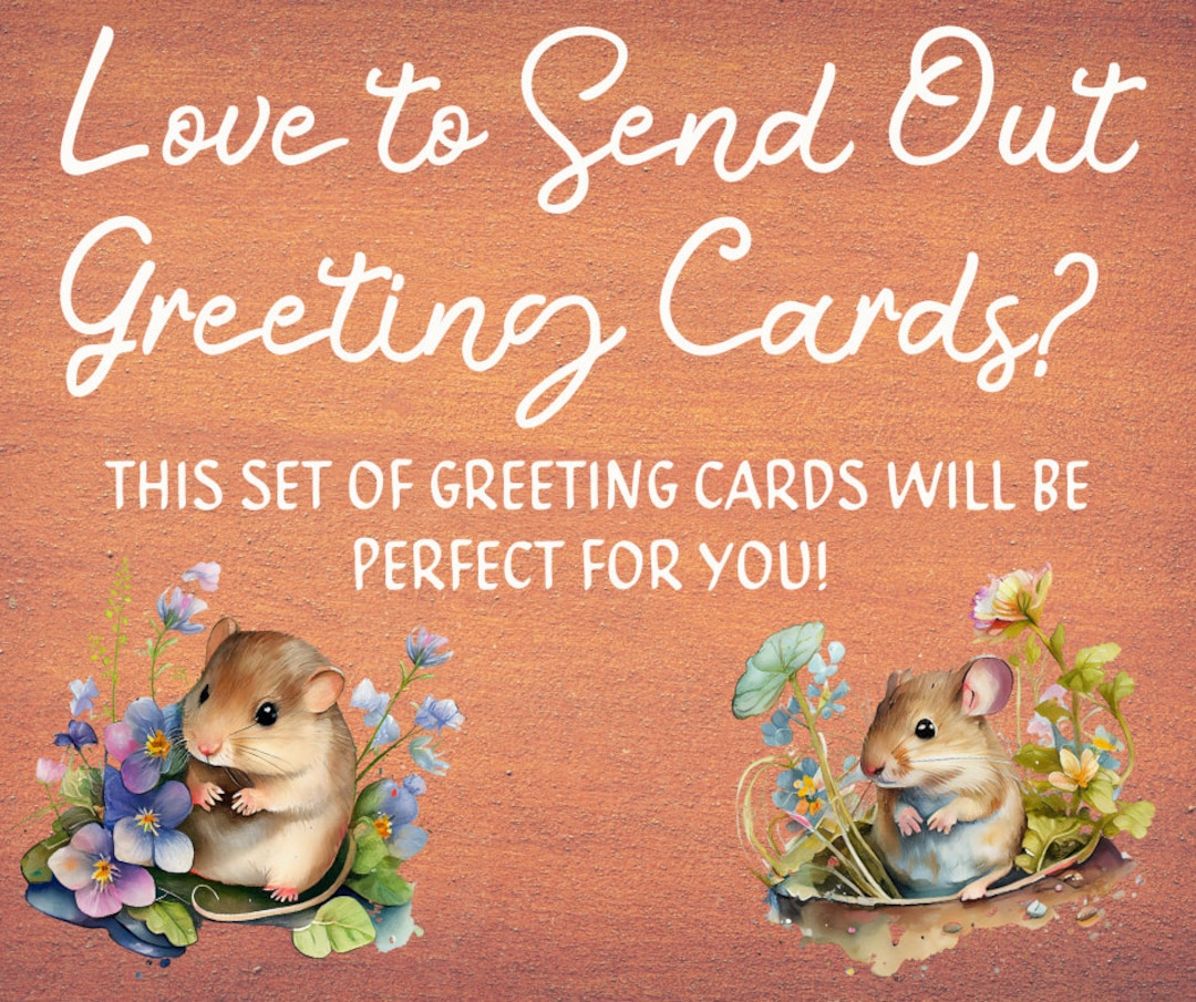 8 Mouse Greeting Cards | 5x7 Printable Blank Cards | Canva & PDF - Etsy