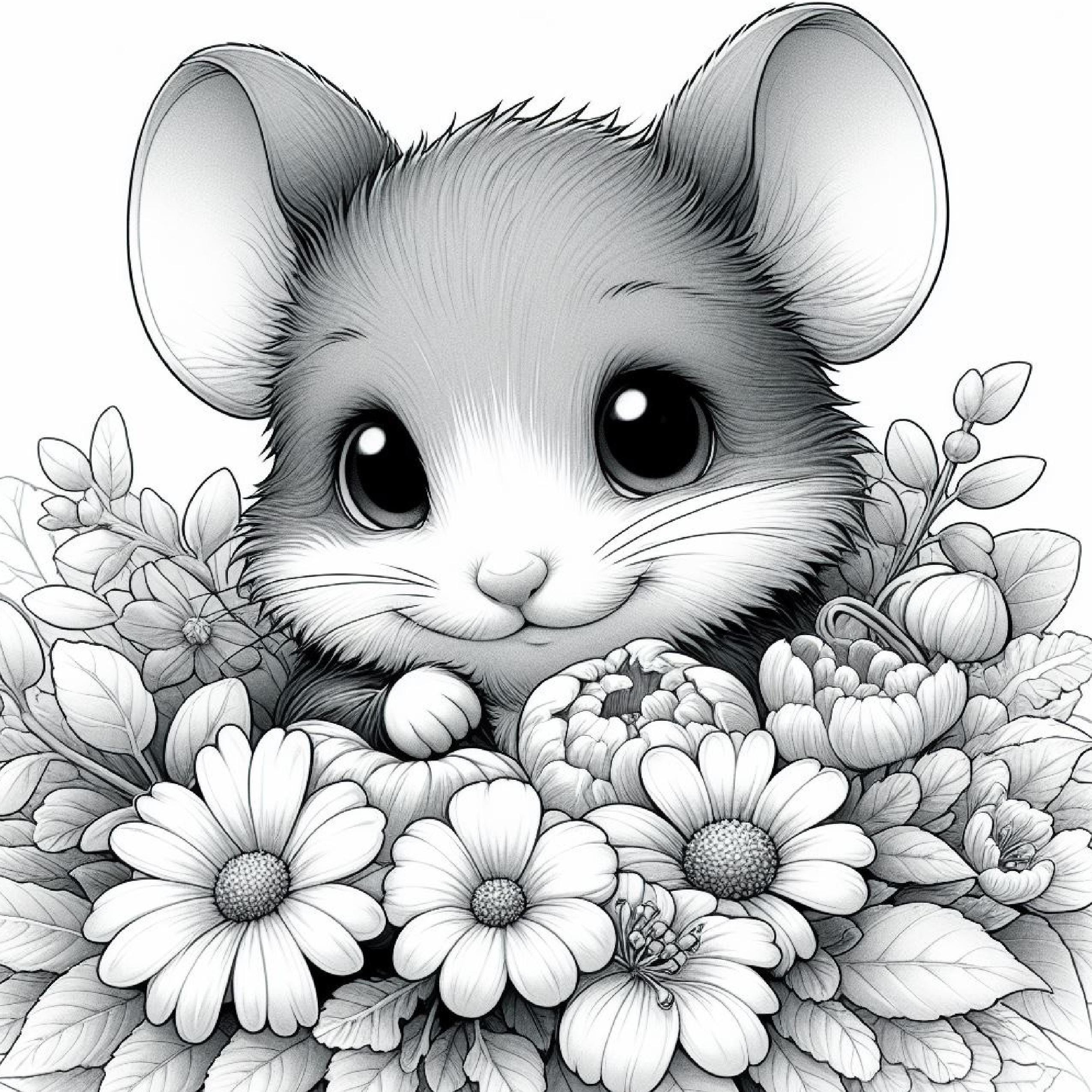 50 Cute Mice Coloring Pages, Coloring Book, Adult Coloring Book, Kids ...