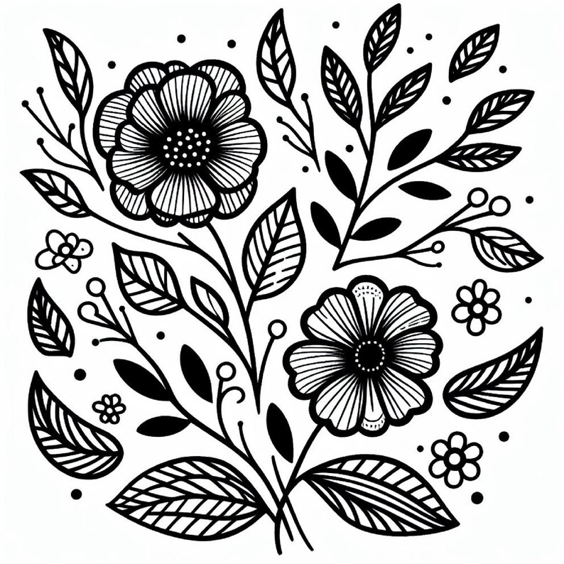 65 Simple Flower Coloring Pages, Coloring Book, Adult Coloring Book ...