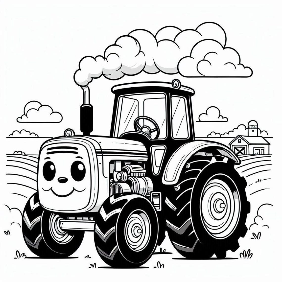 8 Tractors Coloring Pages, Coloring Book, Adult Coloring Book, Kids ...