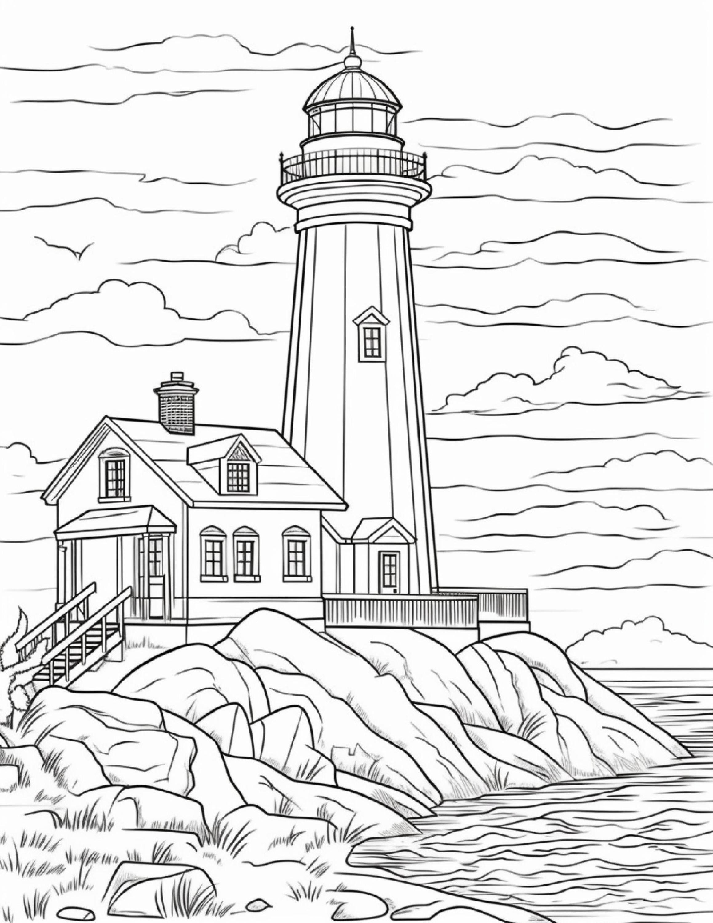 300 Lighthouses & Beaches Coloring Pages | Coastal Scenes Printable ...